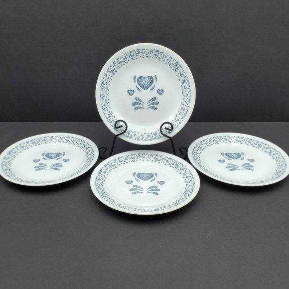 Corelle | Dining | Corelle Blue Hearts Bread Dessert Plates 675 Stencil ...
